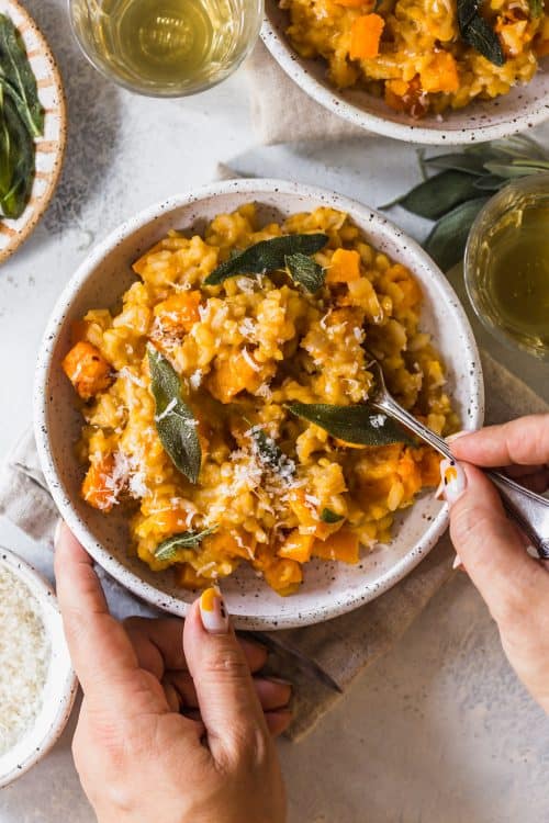 Roasted Butternut Squash Risotto With Crispy Sage - Lena's Kitchen