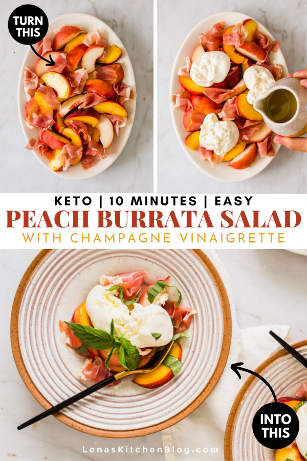 Peach Burrata Salad with Champagne Vinaigrette - Lena's Kitchen