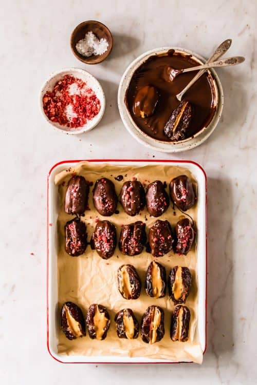 Dark Chocolate Covered Stuffed Dates - Lena's Kitchen