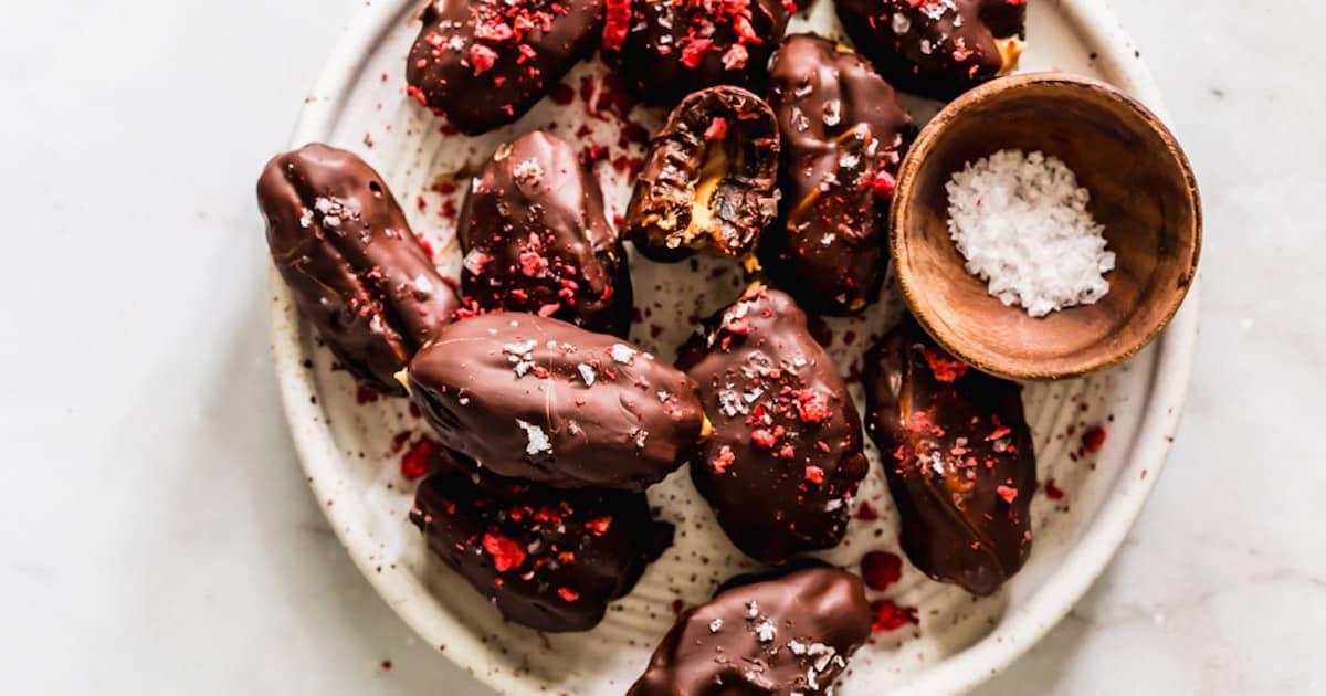 Dark Chocolate Covered Stuffed Dates - Lena's Kitchen