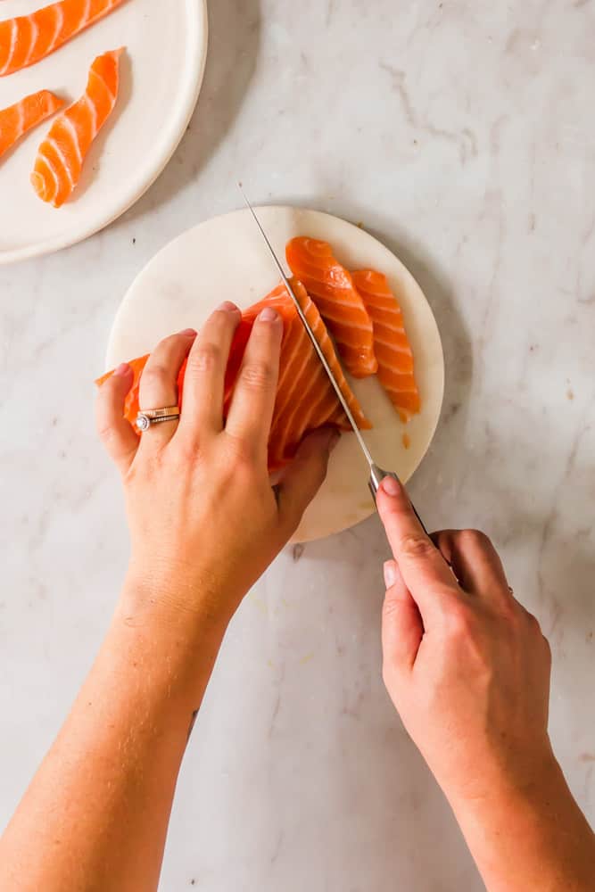 Spicy Salmon Sashimi with Ponzu Sauce - Lena's Kitchen