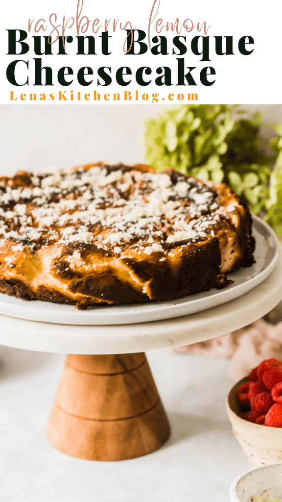 Raspberry Lemon Burnt Basque Cheesecake - Lena's Kitchen