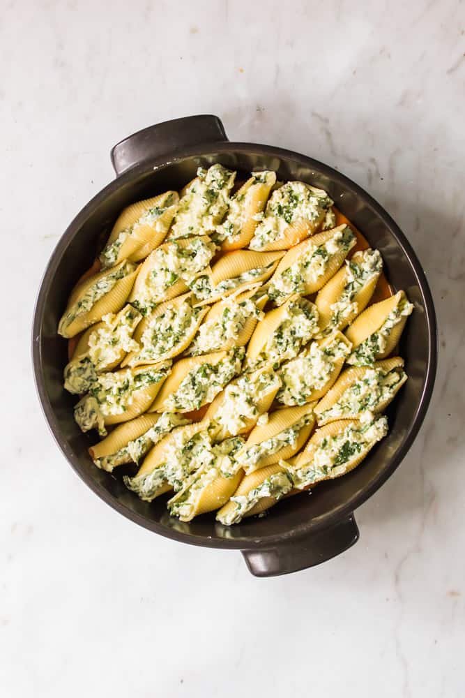 Spinach and Ricotta Stuffed Shells in Vodka Sauce - Lena's Kitchen