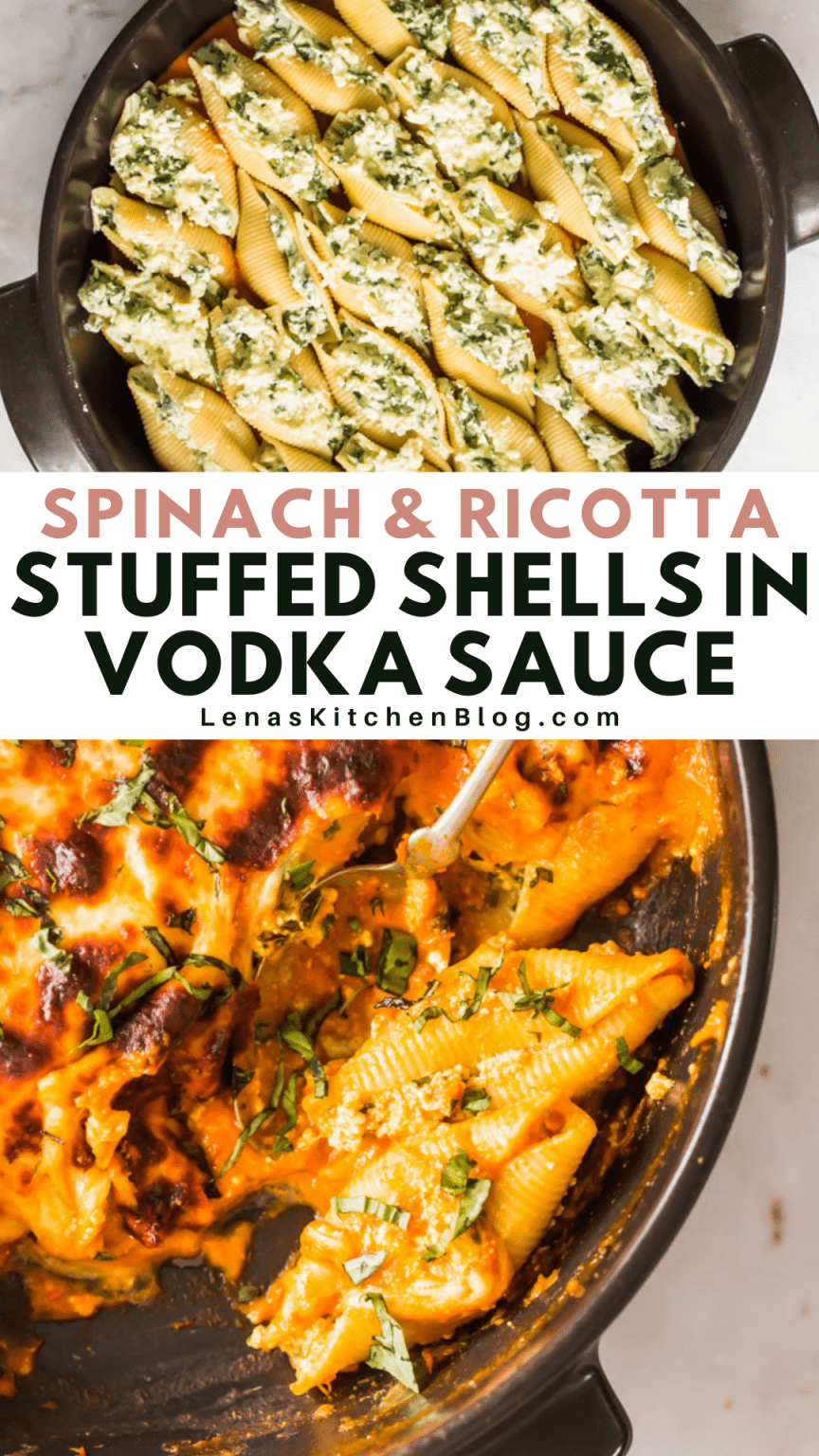 Spinach and Ricotta Stuffed Shells in Vodka Sauce - Lena's Kitchen