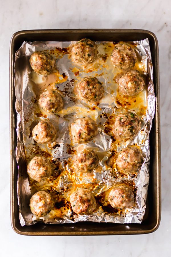 Baked Mozzarella Stuffed Meatballs - Lena's Kitchen