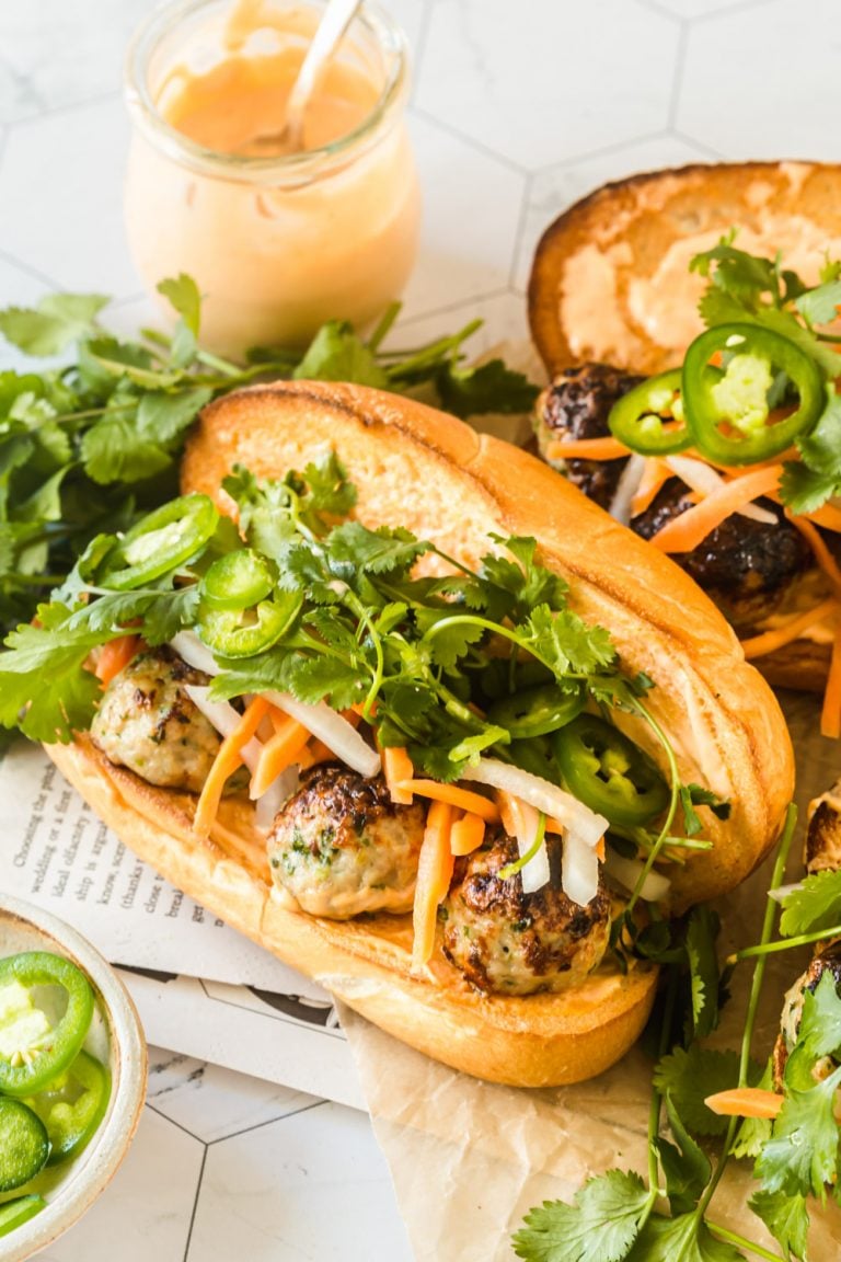 Chicken Meatball Banh Mi - Lena's Kitchen