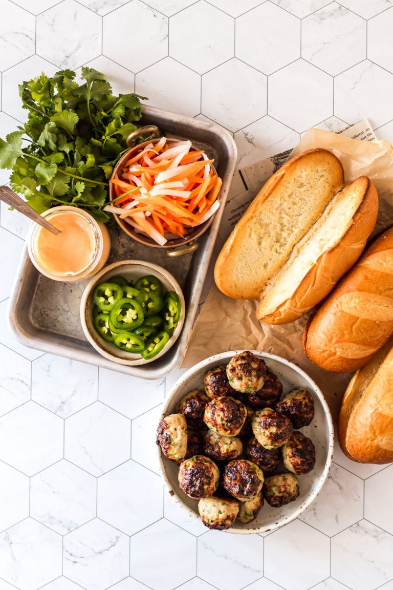 Chicken Meatball Banh Mi - Lena's Kitchen