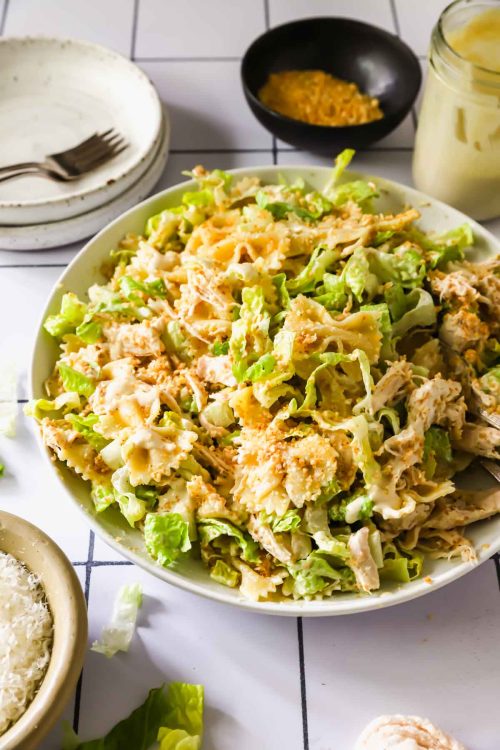 Chicken Caesar Pasta Salad - Lena's Kitchen