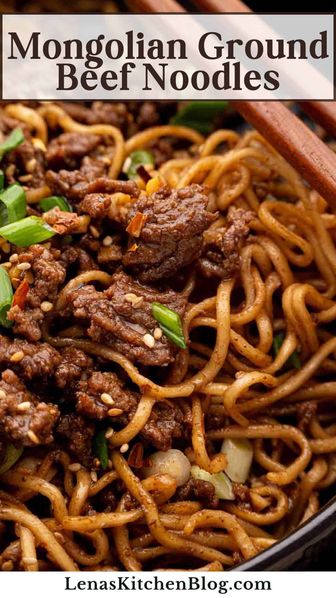 Mongolian Ground Beef Noodles - Lena's Kitchen