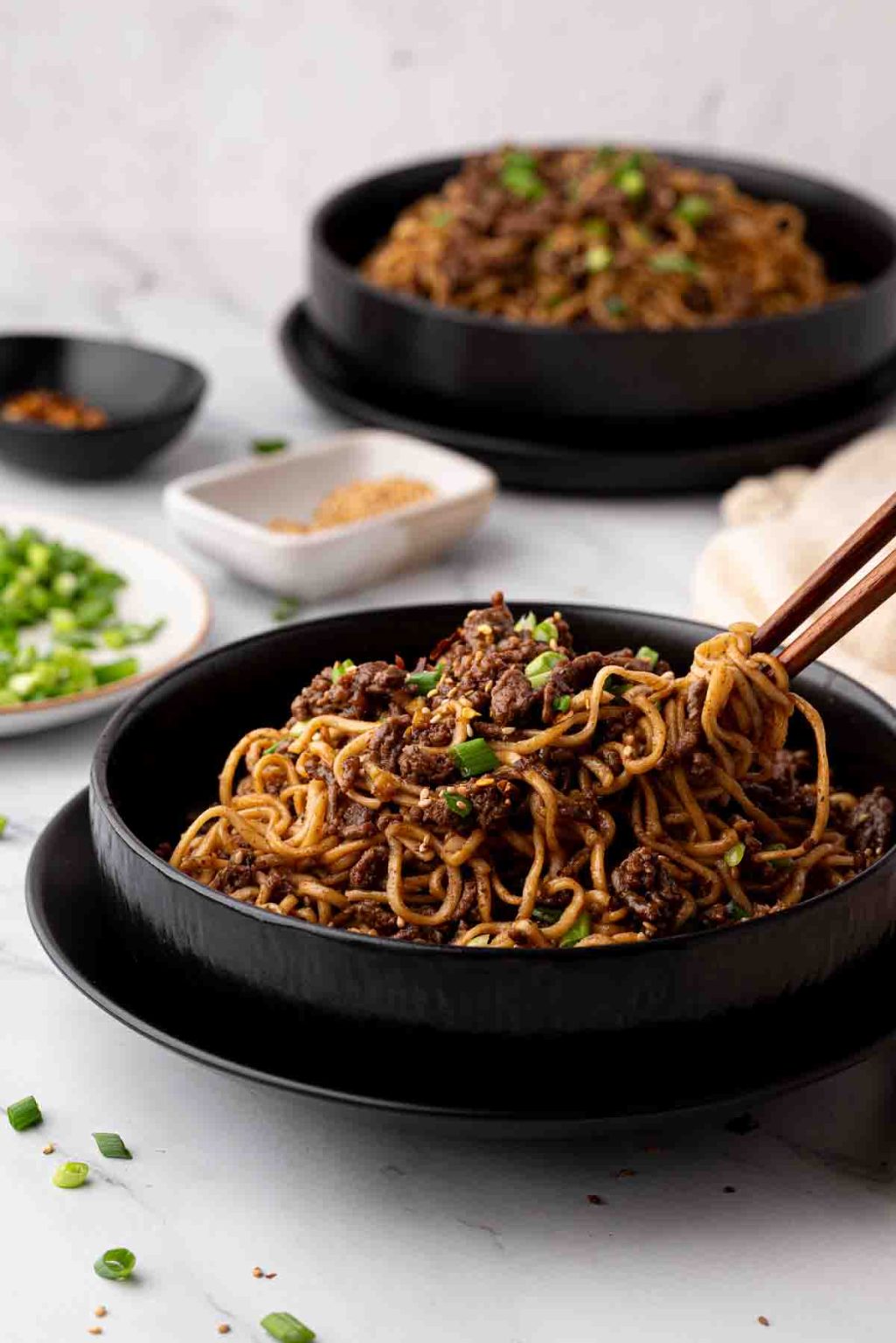 Mongolian Ground Beef Noodles - Lena's Kitchen